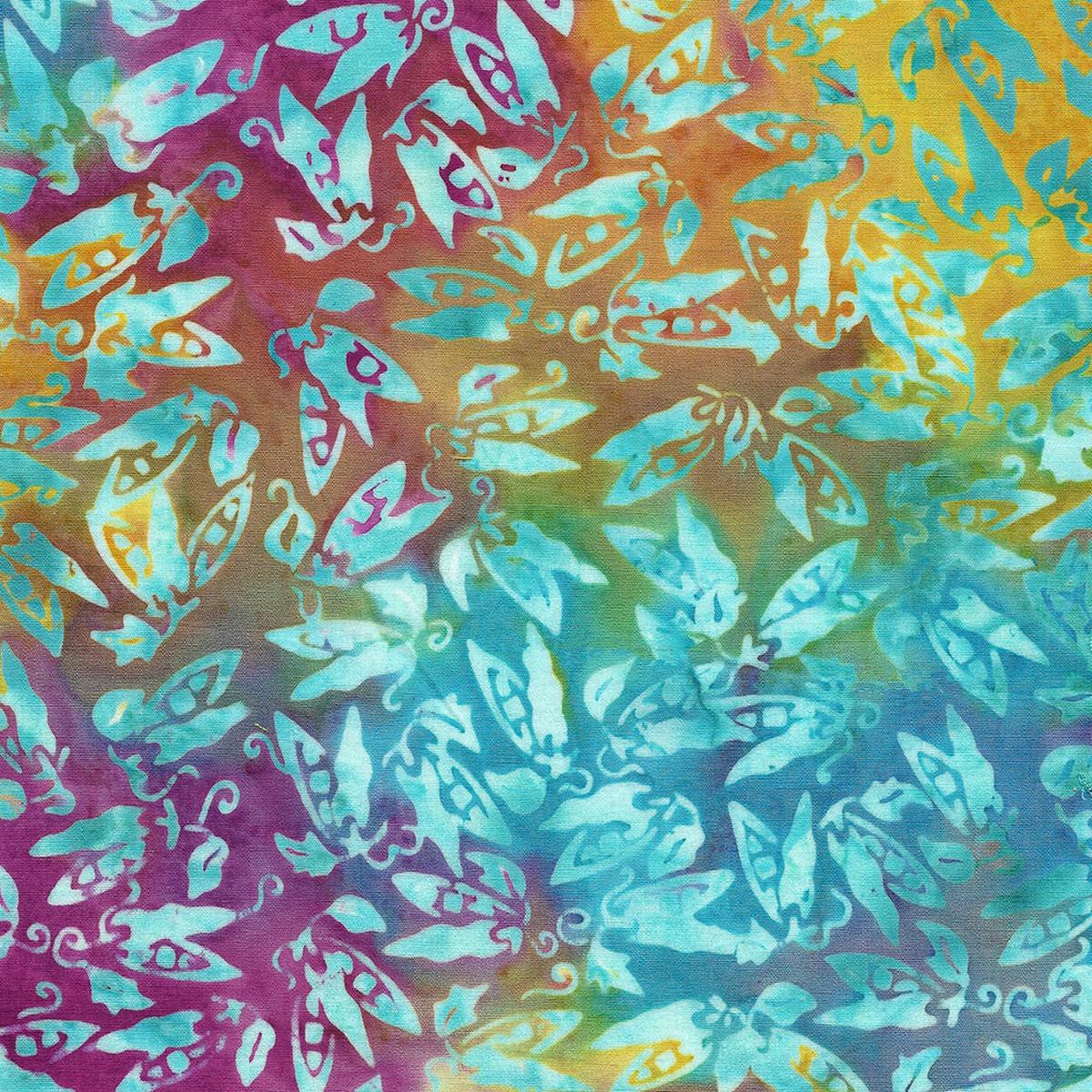 ISLAND BATIK FABRICS SUNSHINE GARDEN PEAS MULTI BLUE YELLOW RED GREEN ...