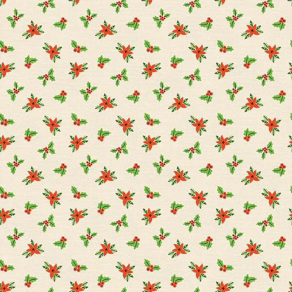 Paintbrush Studio Fabrics Christmas Friends Poinsettias Red/Cream 1202
