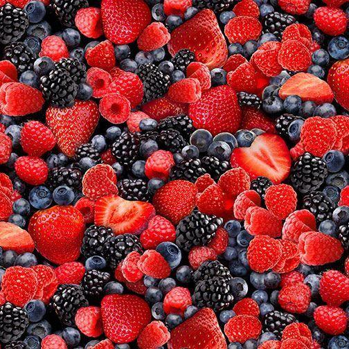 Timeless Treasures Fresh Fruit Mixed Berries FRUIT-CD1811 BERRY 100% C