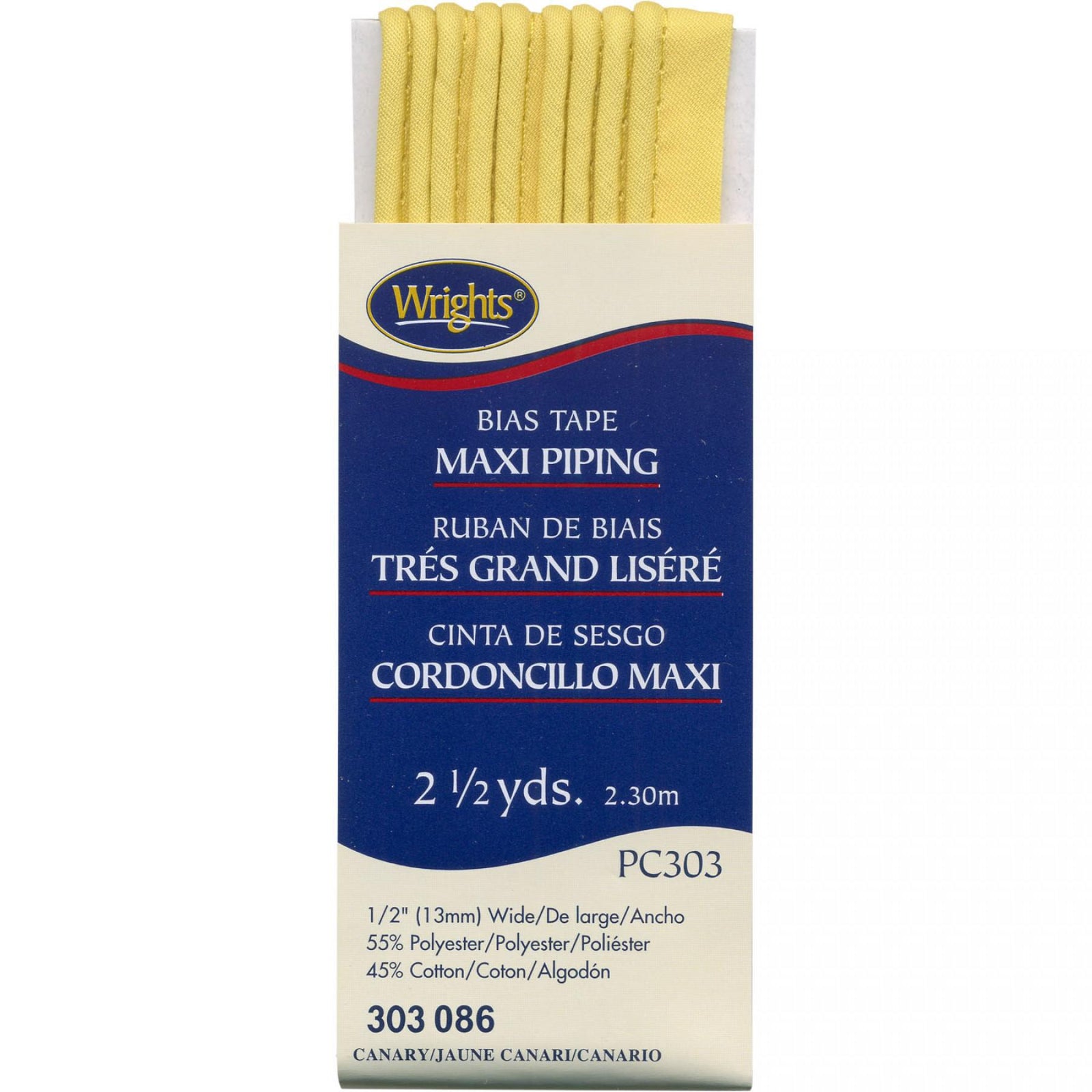 Wrights Maxi Corded Piping Canary 0.5" Wide 2.5 Yards 117 306 086 ...
